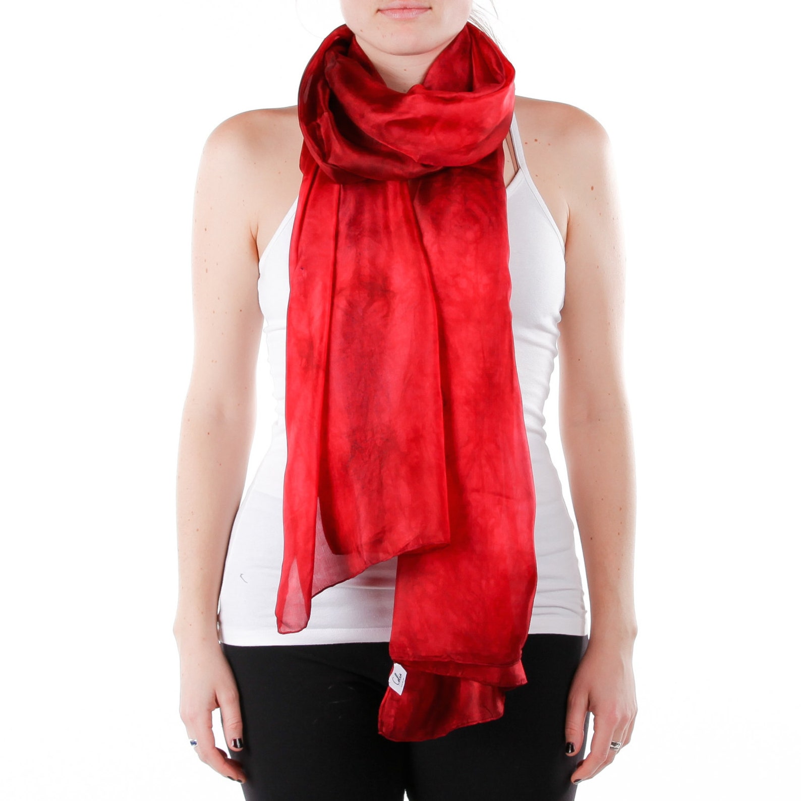 Red Silk Scarf Evening Silk Scarf Oversize Red Scarf | Etsy