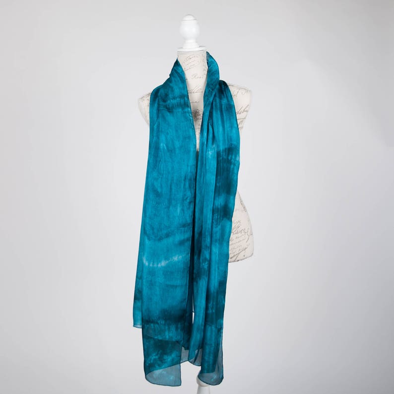 Teal Silk Scarf Gift Fo Her Oversized Scarf Head Scarf - Etsy