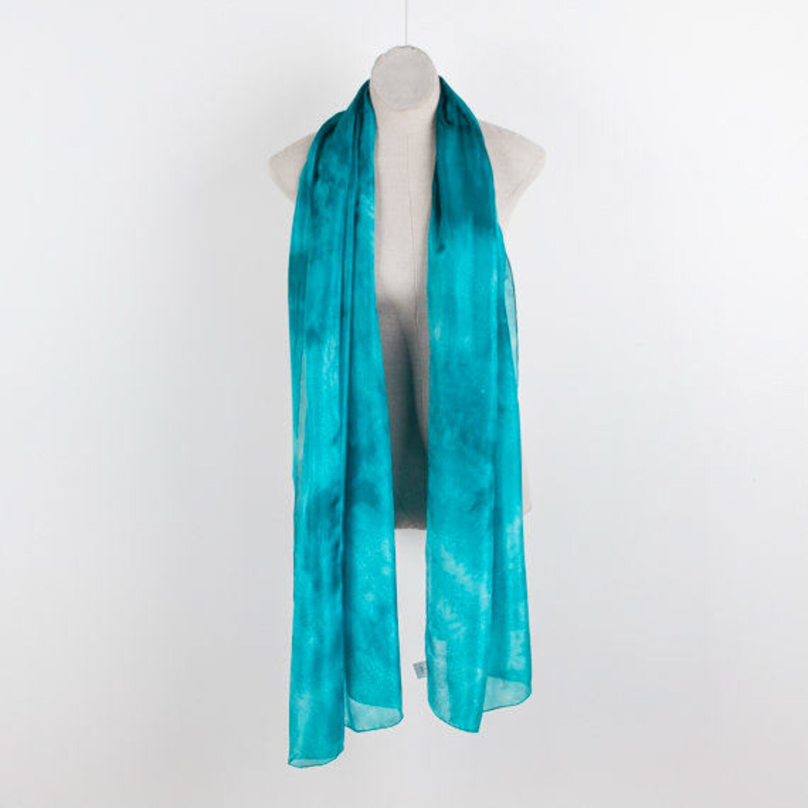 Teal Scarf Blue Silk Scarf for Her Lightweight Scarf - Etsy UK