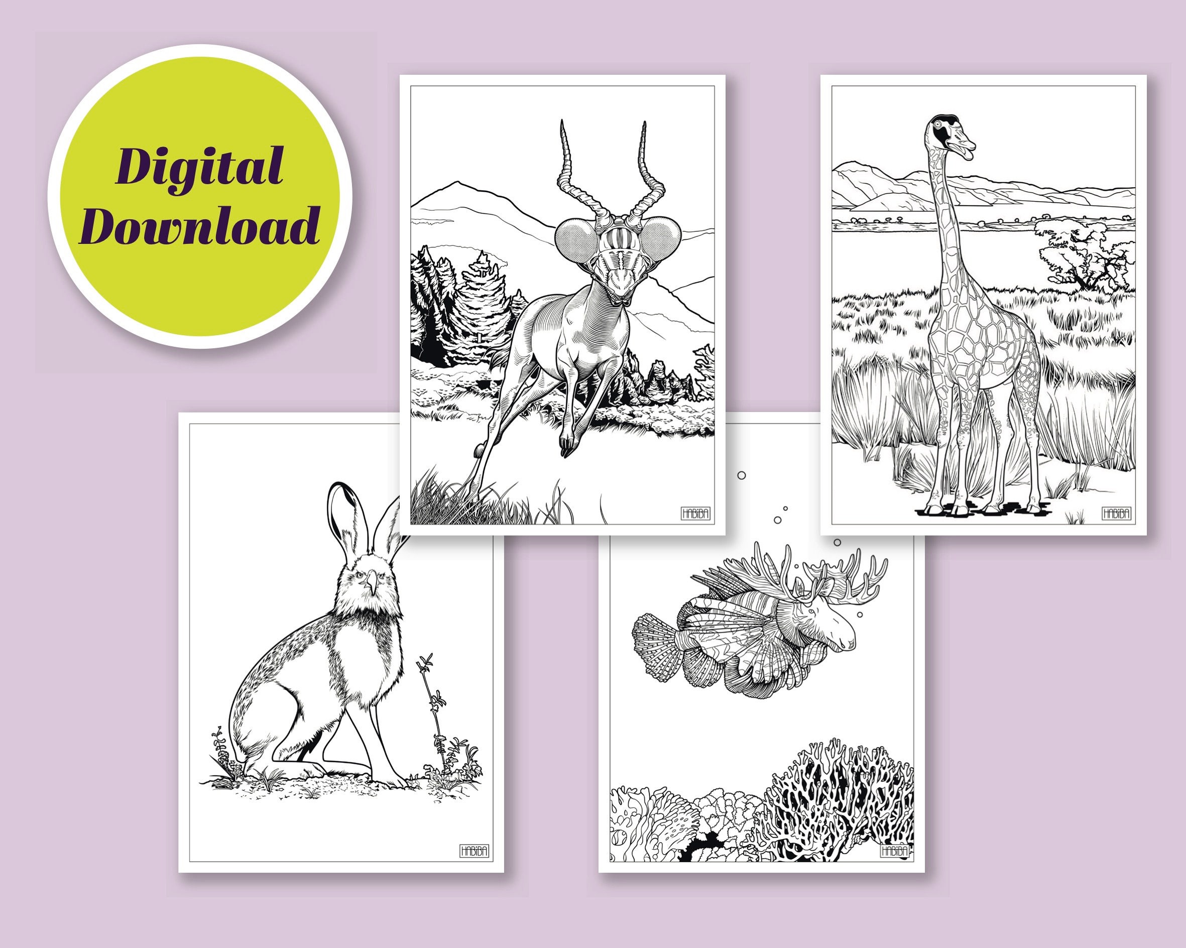 Fantasy Animals Coloring Pages - Etsy