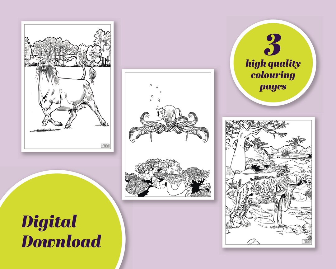 Fantasy Animals Coloring Pages - Etsy