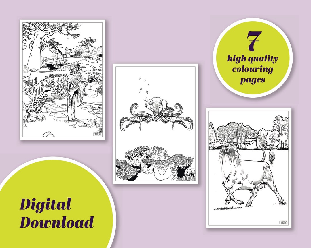 Fantasy Animals Coloring Pages - Etsy
