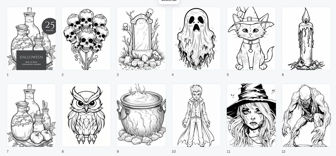 Spooky Halloween Digital Coloring Pages | Printable Set for Kids ...