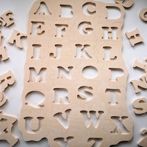 Jigsaw Puzzles, Alphabet Puzzle, Wooden Montessori Toys, Coloring, - Etsy