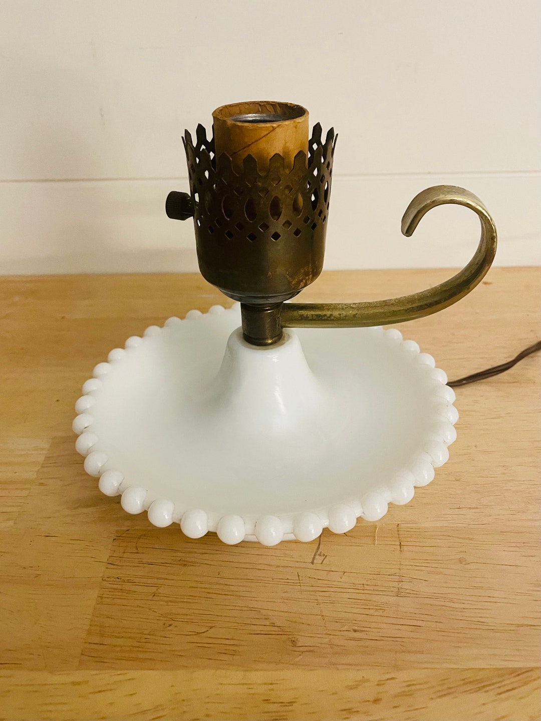 Vtg Chamber Lamp Hobnail Milk Glass - Etsy