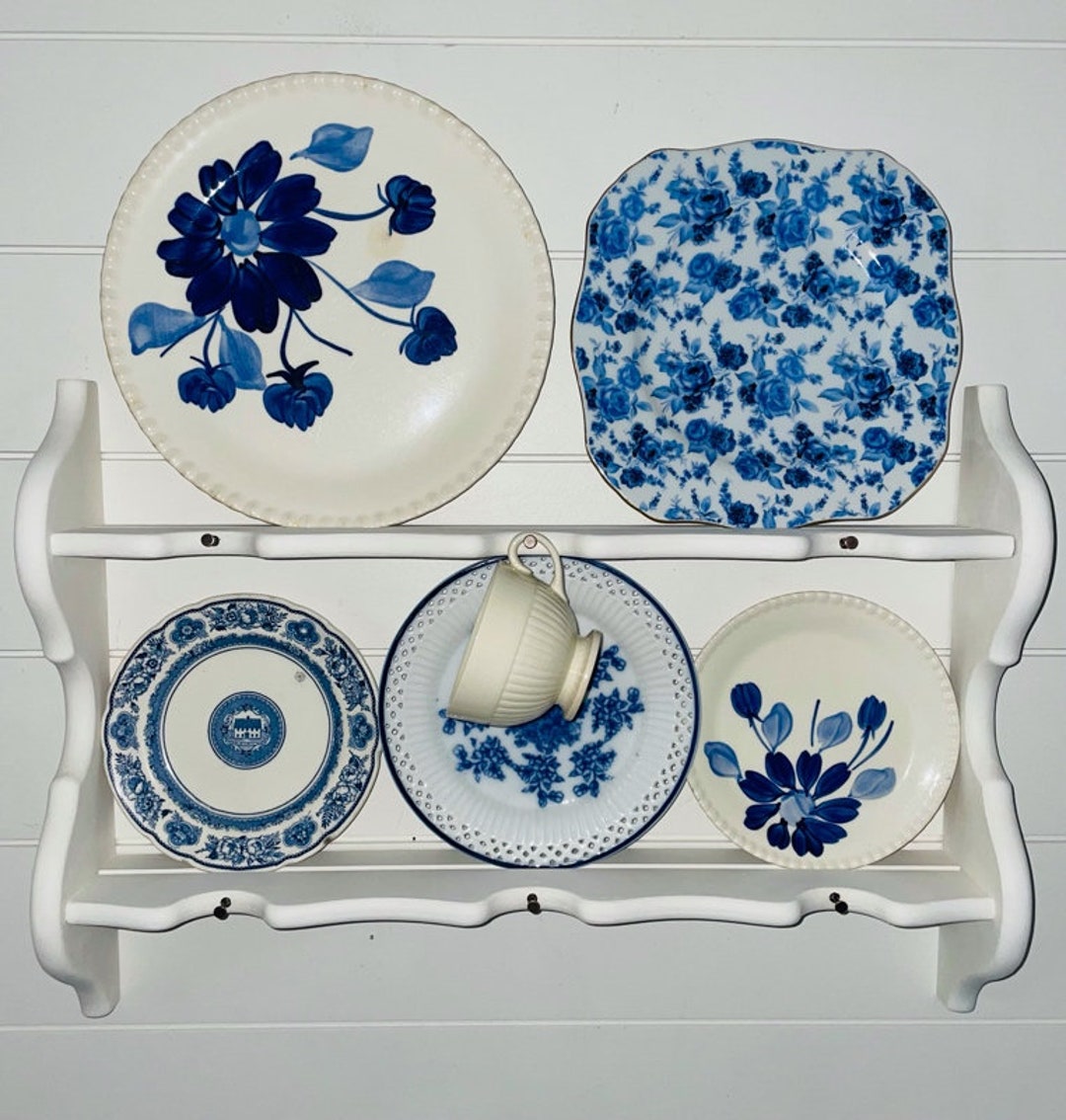 Vtg Plate & Teacup Saucers Shelf Rack Display - Etsy