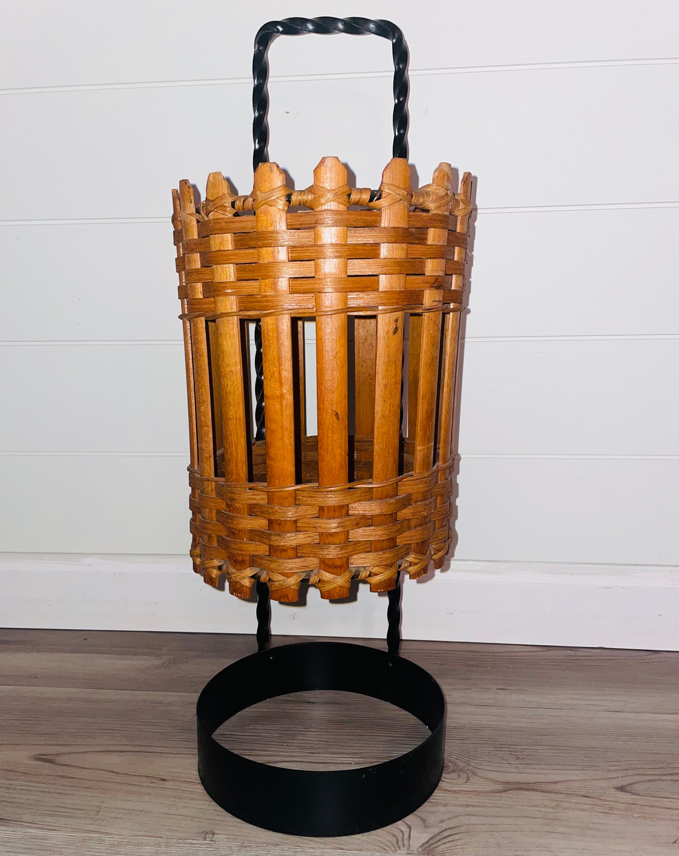 Vintage Boho Wicker Umbrella Stand - Etsy