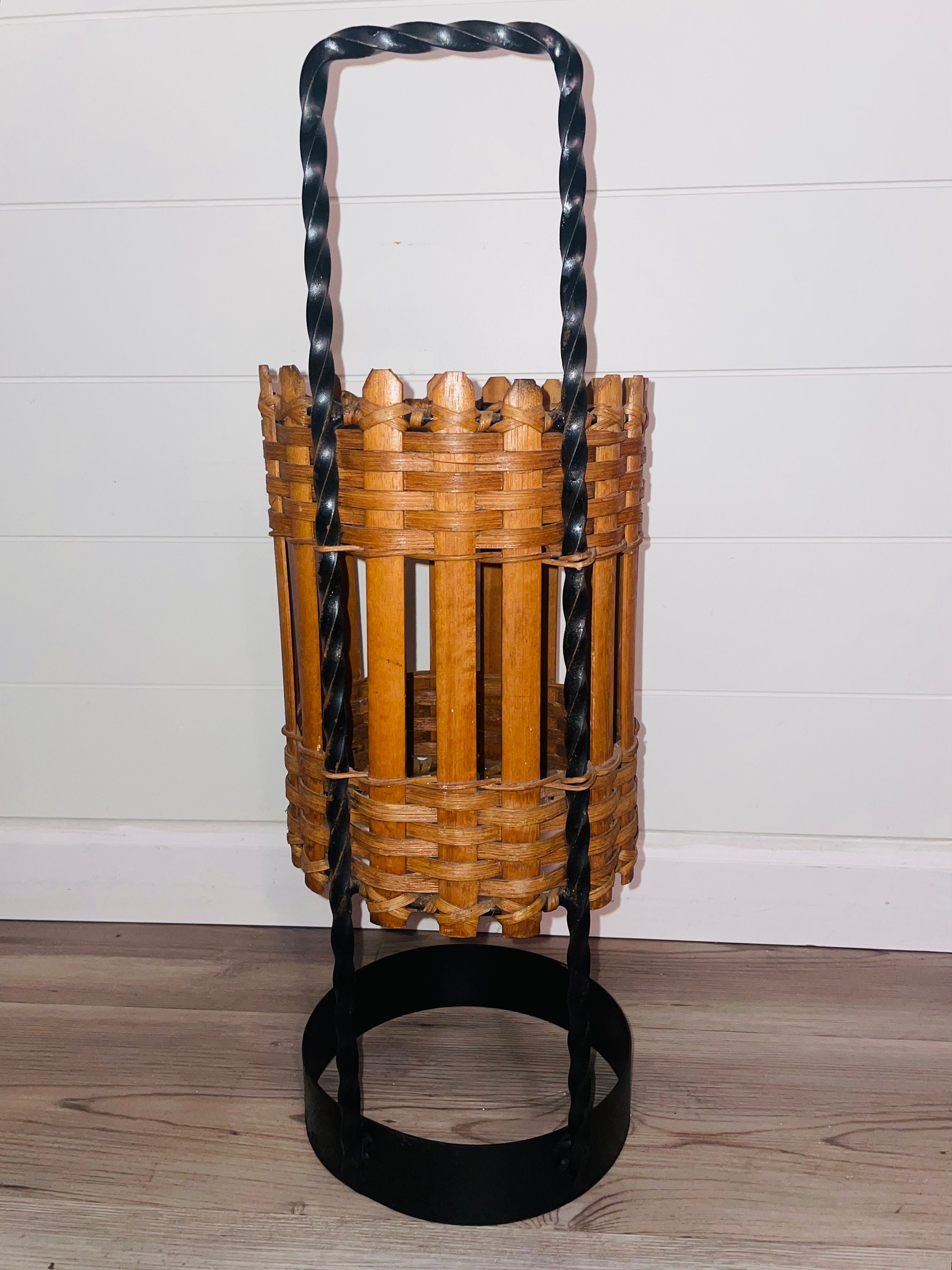 Vintage Boho Wicker Umbrella Stand - Etsy
