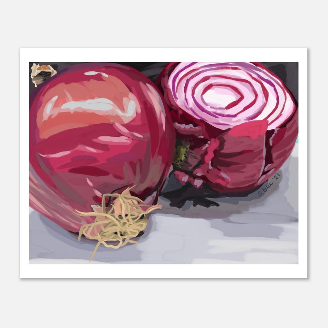Red Onions | Vibrant Red Onion Still Life | Painting Fine Art Print ...