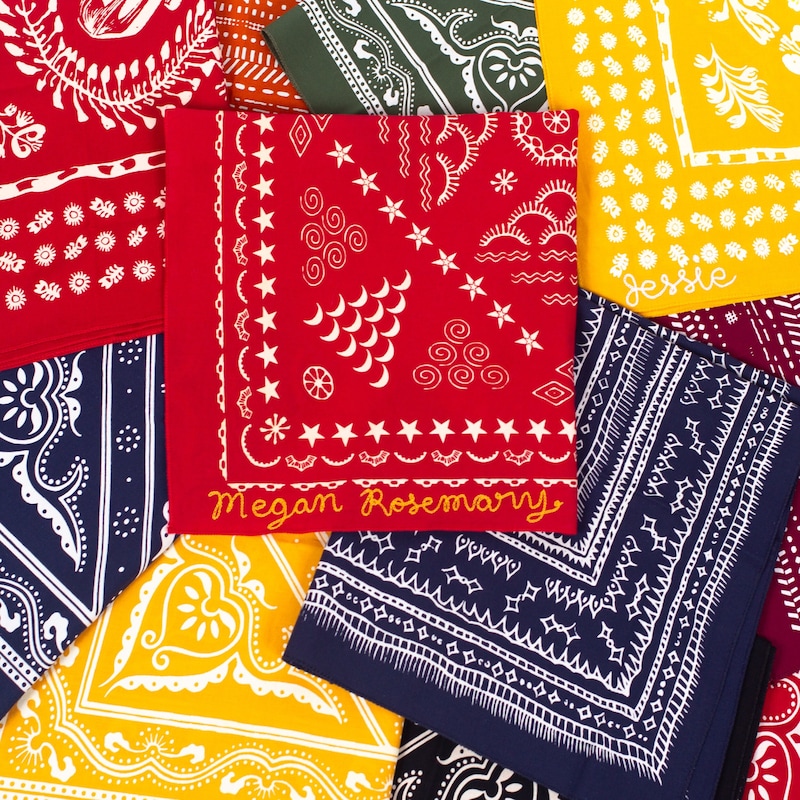 Embroidered Bandana - Etsy