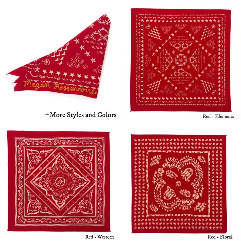 Personalized Embroidered Artisan Bandana - Etsy