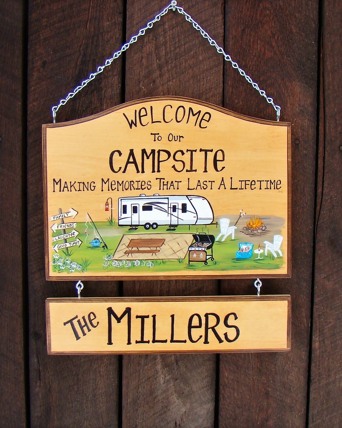 LARGE Custom Camping CAMPER Sign Hand Painted with your Camper | Etsy