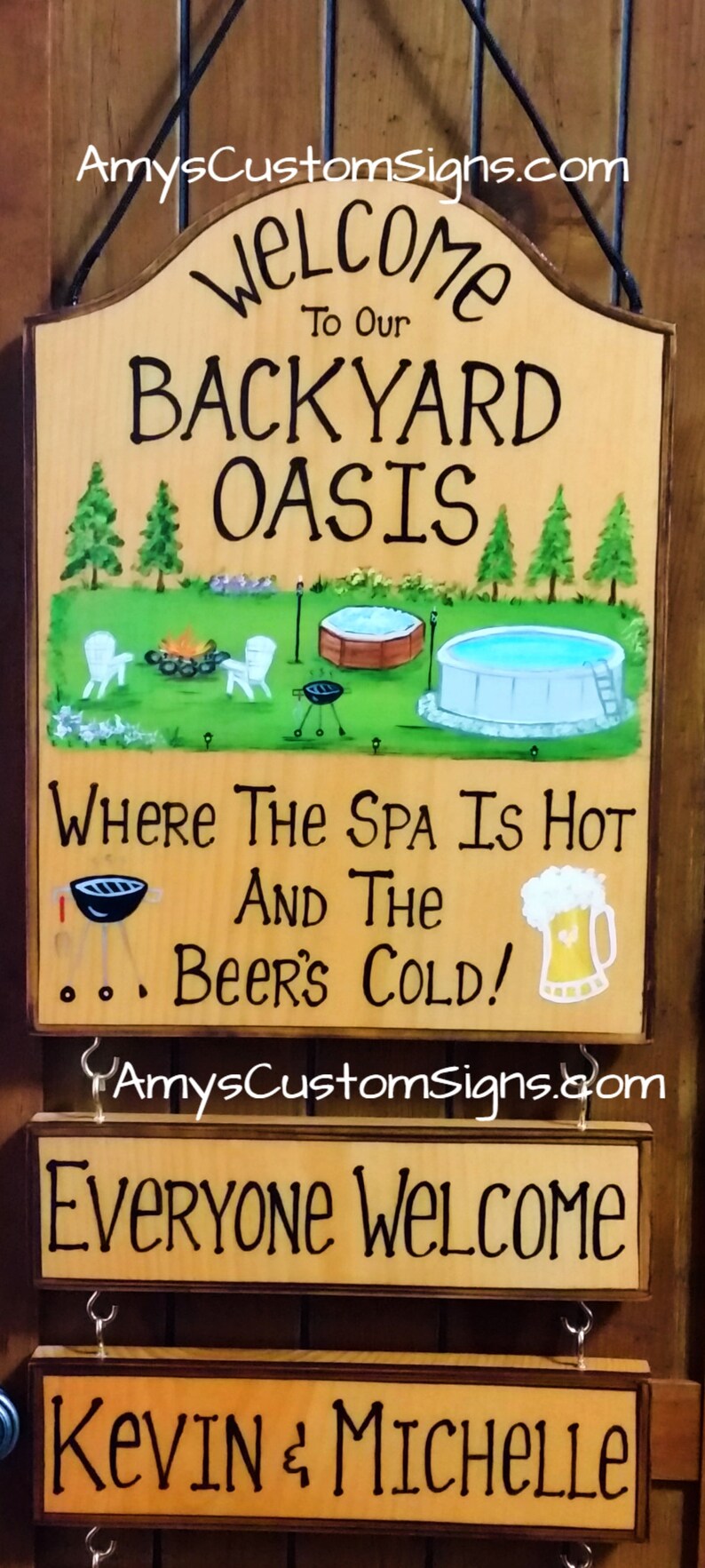 NEW Personalized Hand Painted Backyard Oasis Paradise Sign | Etsy