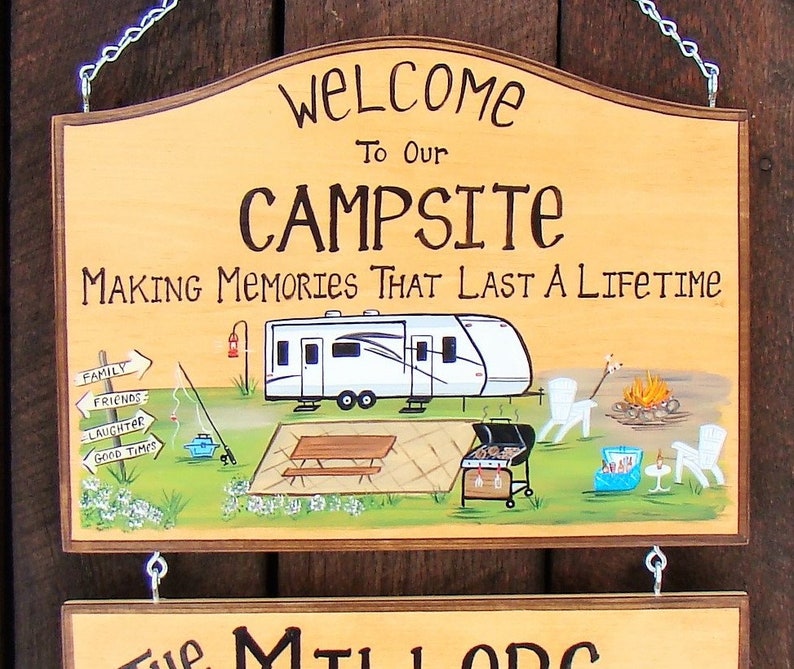 LARGE Custom Camping CAMPER Sign Hand Painted with your Camper | Etsy