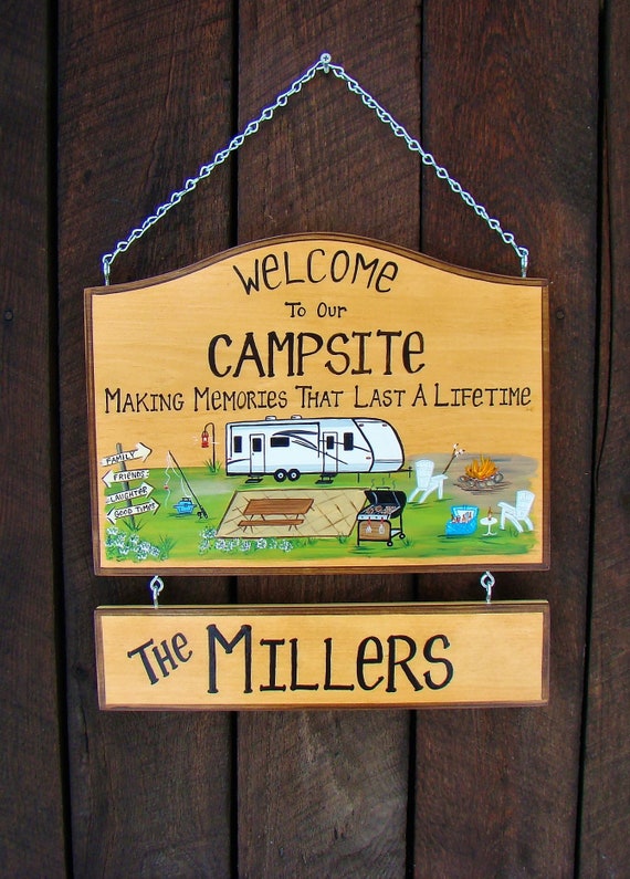 LARGE Custom Camping CAMPER Sign Hand Painted with your Camper | Etsy