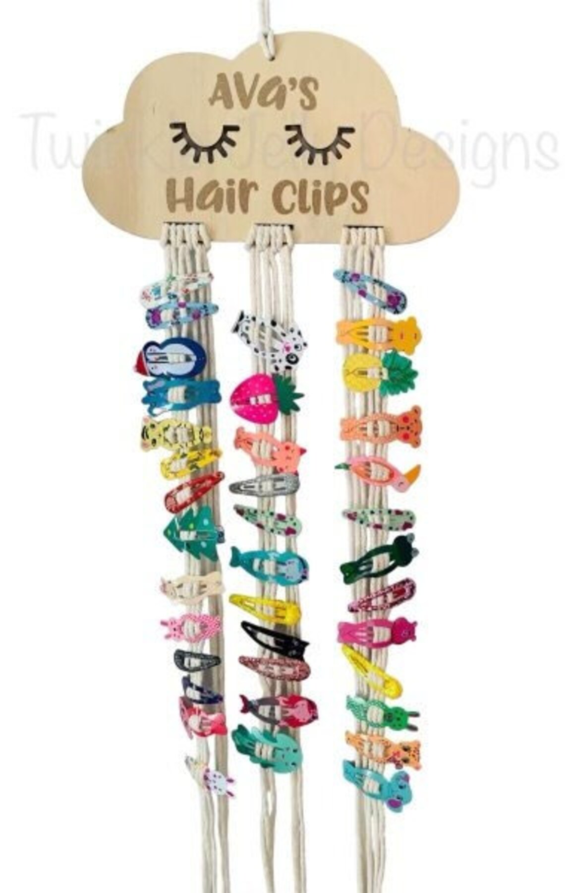 Personalised Wooden Cloud Hair Clip Holder - Hair Accessories Storage ...