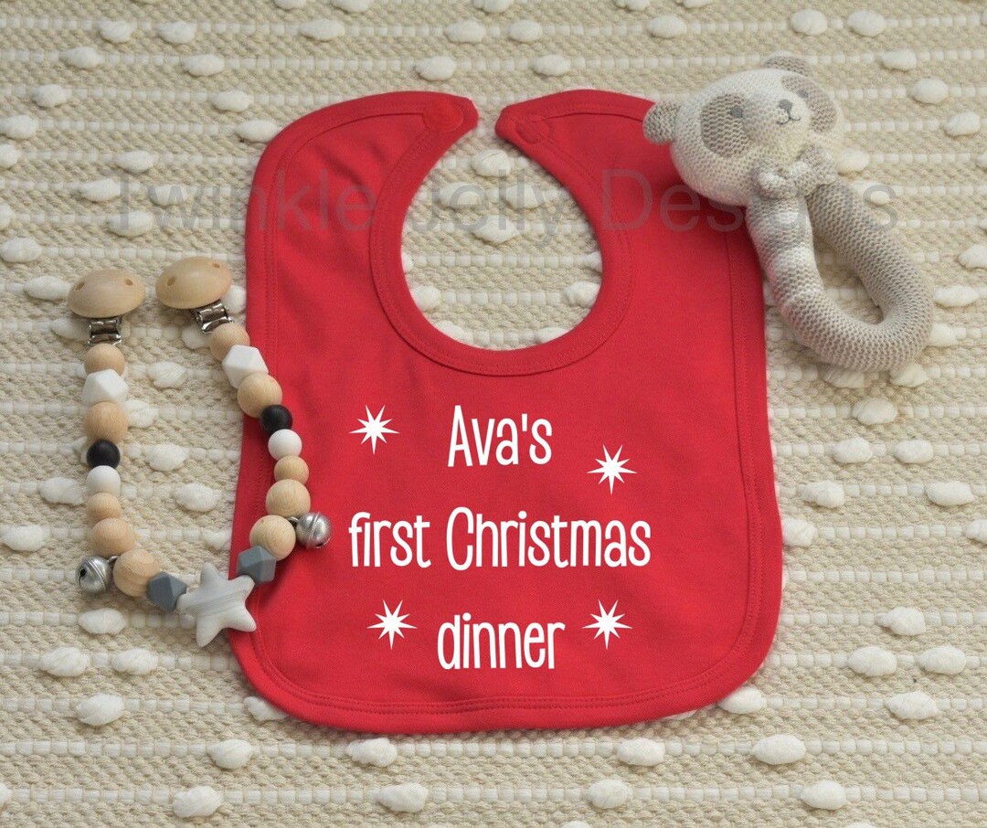 Personalized First Christmas Dinner Bib - 100% Cotton - Etsy