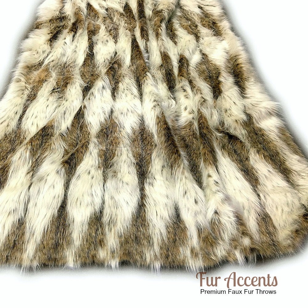 Brown Diamond Fox Tail Throw Blanket Premium Faux Fur | Etsy