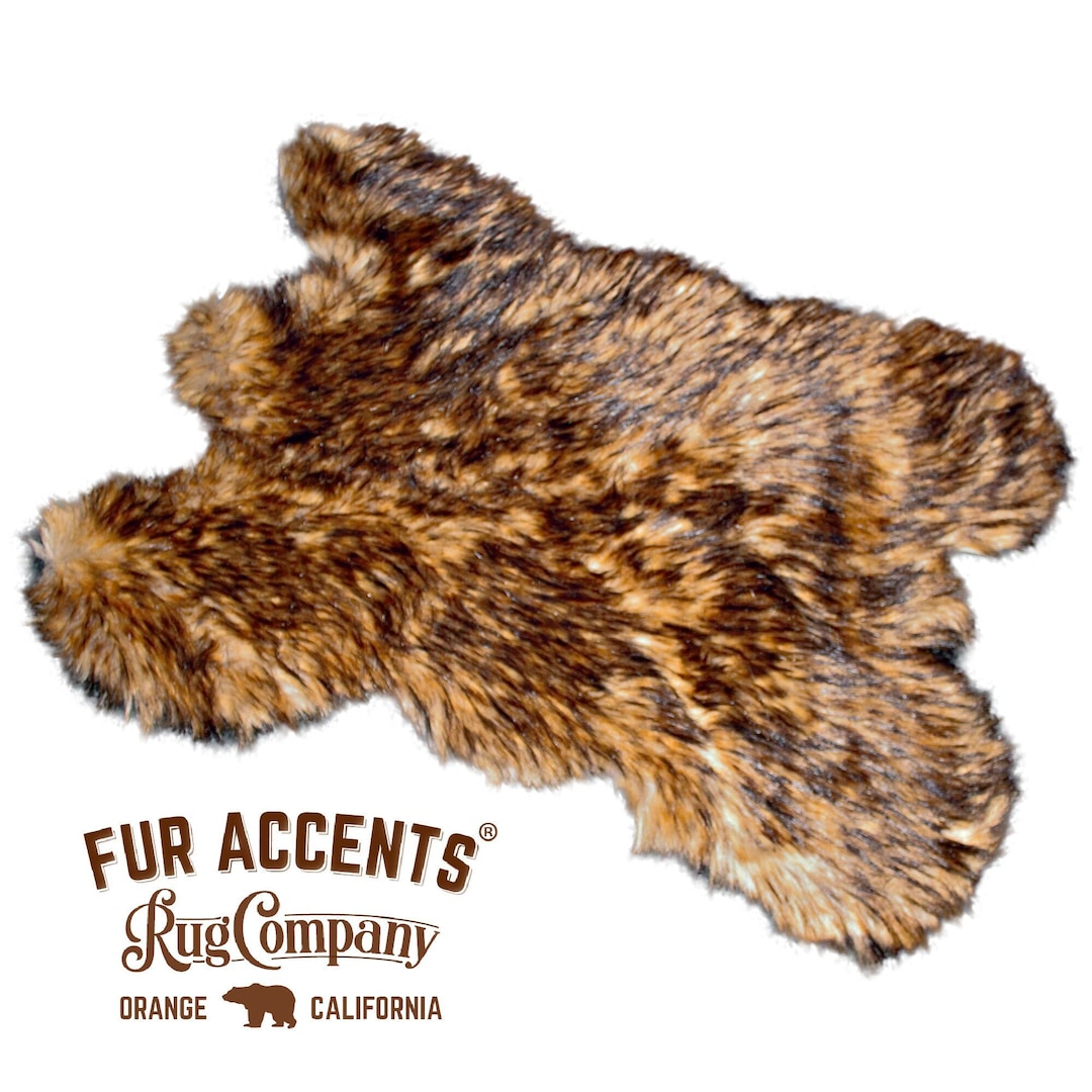 Wolf Skin Rug, Realistic, Lifesize, Golden Brown, Faux Fur Area Rug ...