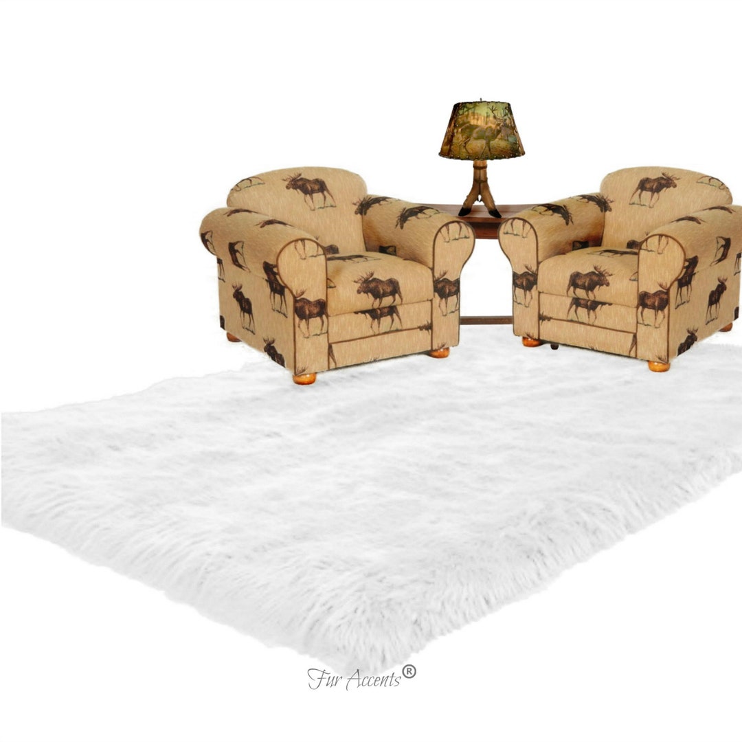 Shaggy Faux Fur Area Throw Rug - Fake Sheepskin Shag - Pelt Rug ...