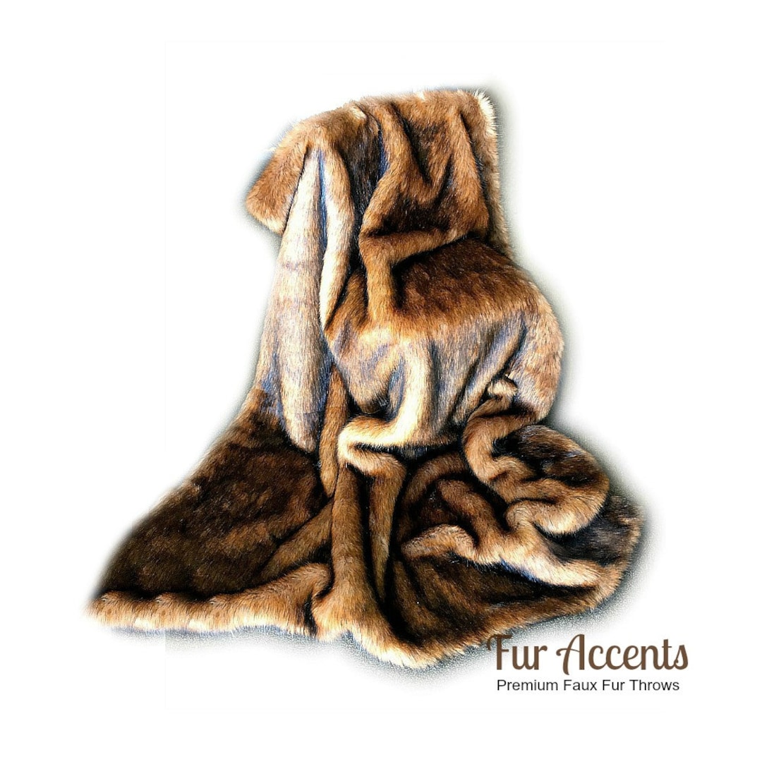 Dark Brown Bear Skin - Wolf Throw Blanket - Premium Faux Fur - Rich ...