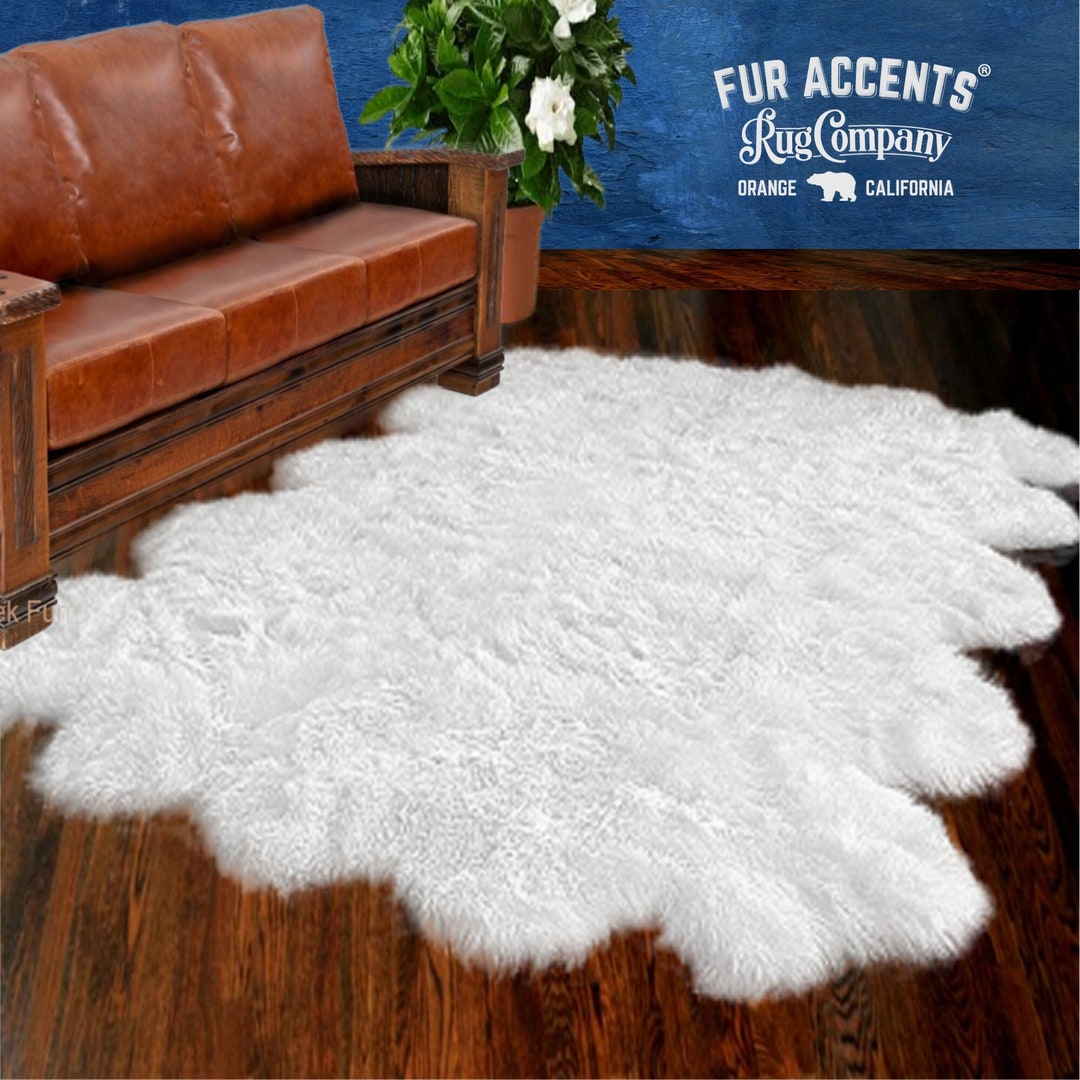 Shaggy Faux Fur Area Throw Rug - Faux Flokati Sheepskin Area Carpet ...