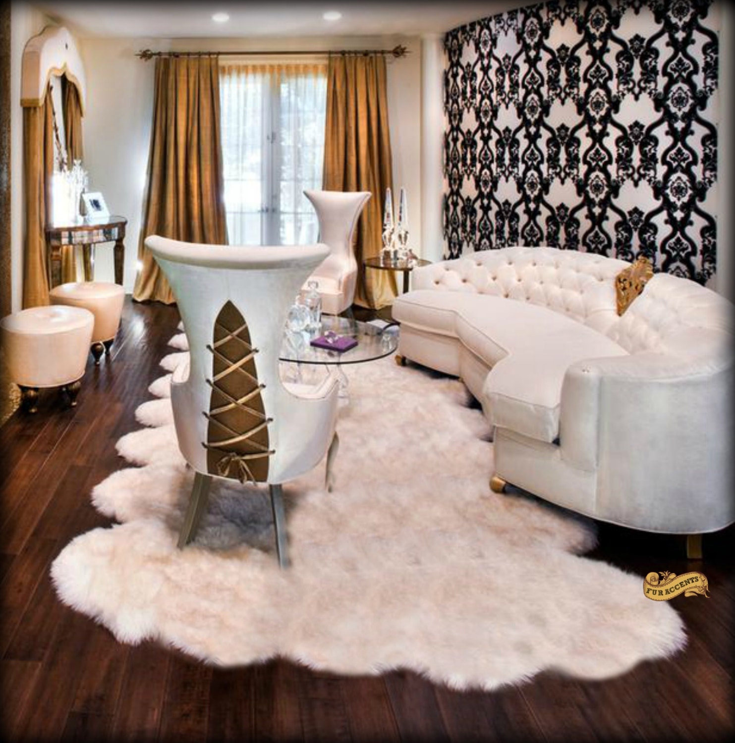 Shaggy Faux Fur Area Throw Rug - Classic - Multi Pelt Octo Sheep Skin ...