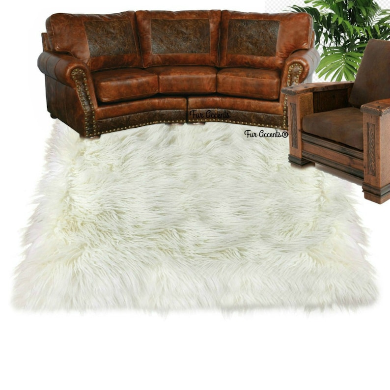 Shaggy Faux Fur Area Throw Rug - Fake Sheepskin Shag - Pelt Rug ...