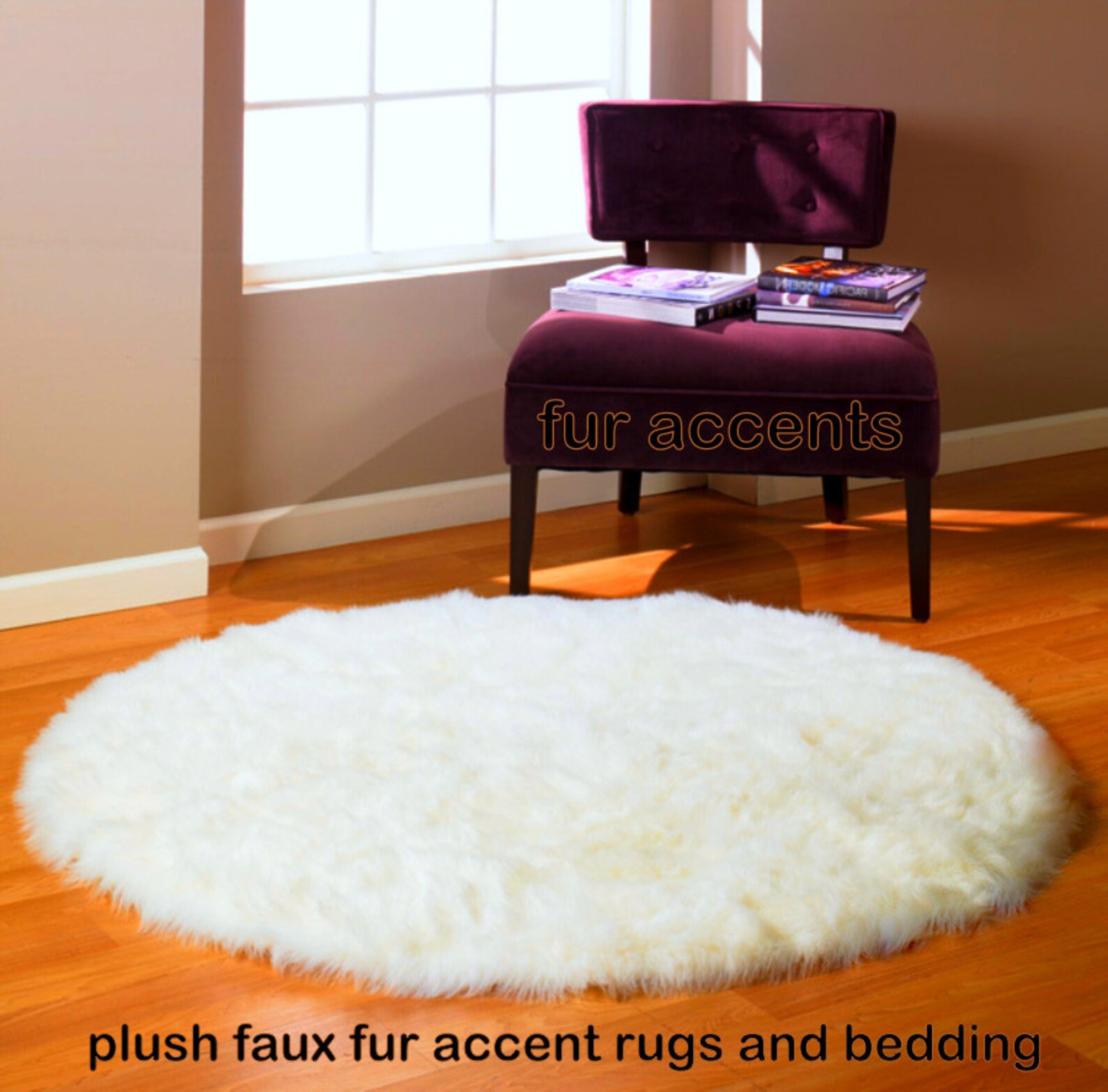 Thick Faux Fur Round Accent Rug Plush Shaggy Sheepskin - Etsy