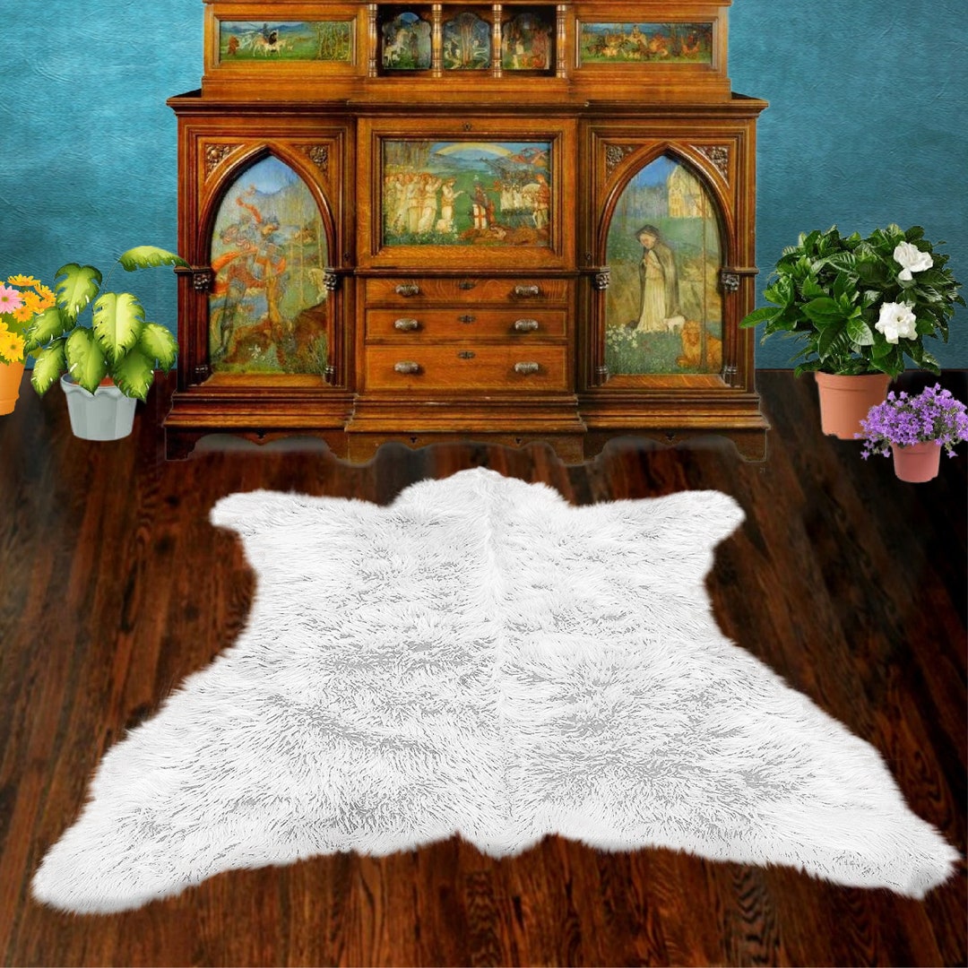 Bear Skin Rug, Realistic, Lifesize, Shaggy Faux Fur Area Rug, Throw Rug ...