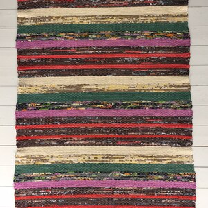 Vintage Swedish Rag Rug Orange Green Brown Stripey Rag Rug Runner ...
