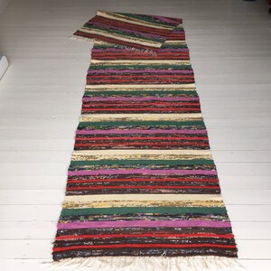 Vintage Swedish Rag Rug Orange Green Brown Stripey Rag Rug Runner ...