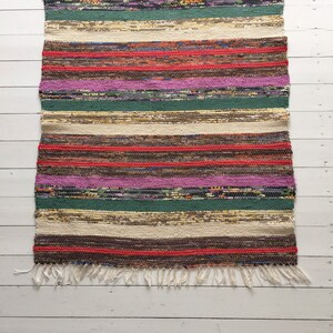 Vintage Swedish Rag Rug Orange Green Brown Stripey Rag Rug Runner ...