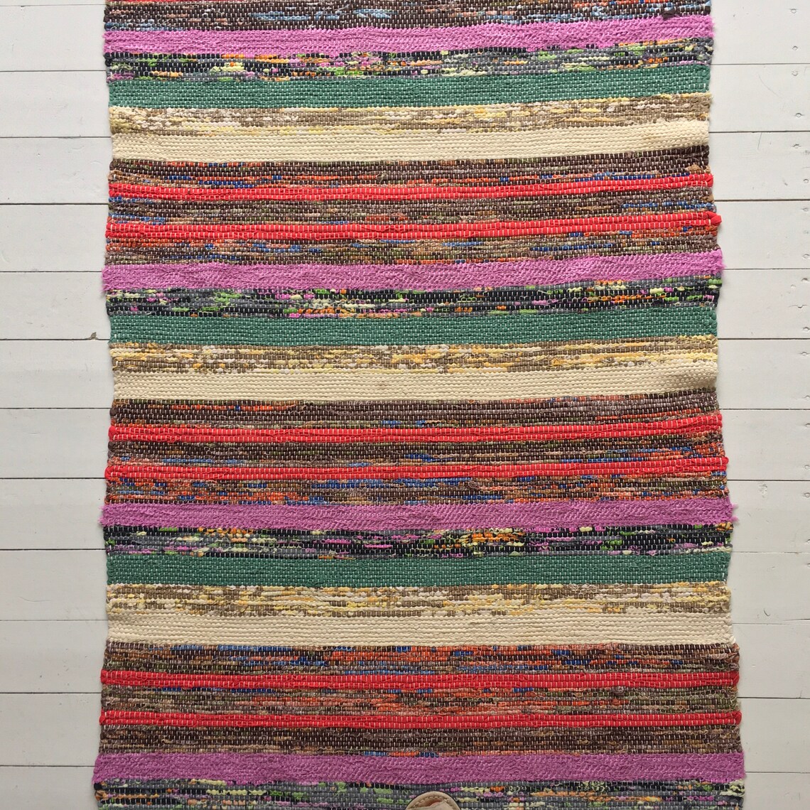 Vintage Swedish Rag Rug Orange Green Brown Stripey Rag Rug - Etsy UK