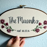 Family Name Embroidery Hoop Custom Sign Flowers Anniversary | Etsy