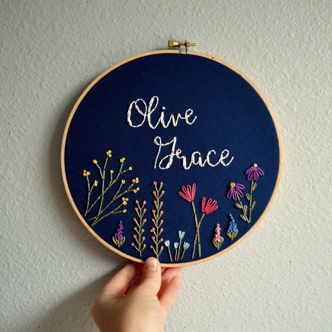 Custom Name Embroidery Hoop, Baby Name Embroidery, Nursery Wall Art ...
