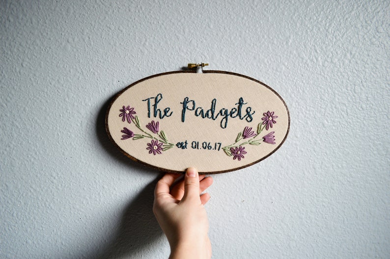 Finished Embroidery Hoop, Custom Wedding Embroidery Hoop, Anniversary ...