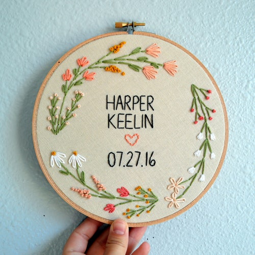 Custom Name Hand Embroidery Hoop | Etsy
