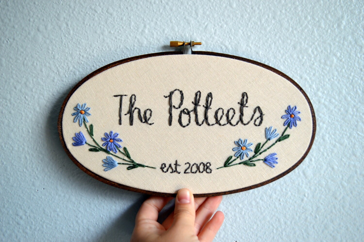 Family Name Embroidery Hoop Custom Sign Flowers Anniversary | Etsy