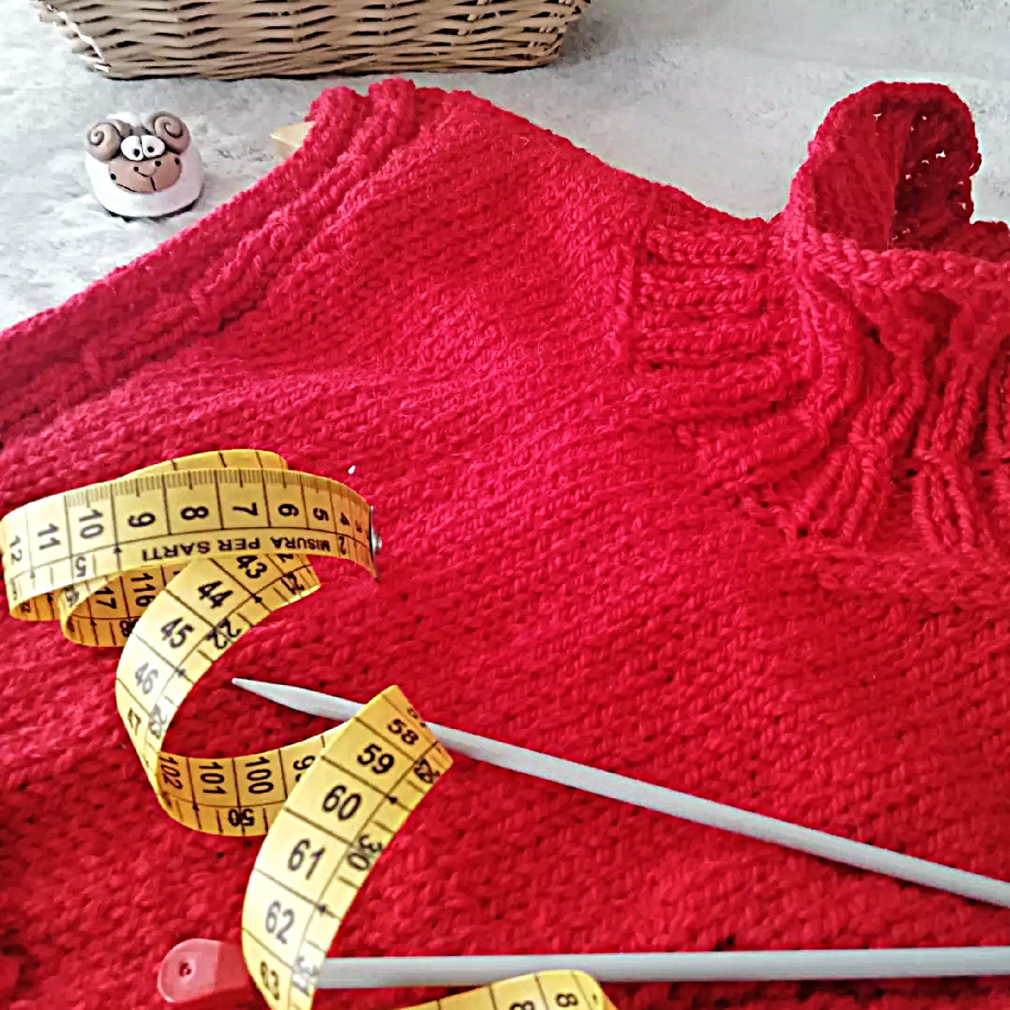 Hand Knit Red Dickie, 7th Anniversary Gift for Wife, Alpaca and Wool ...