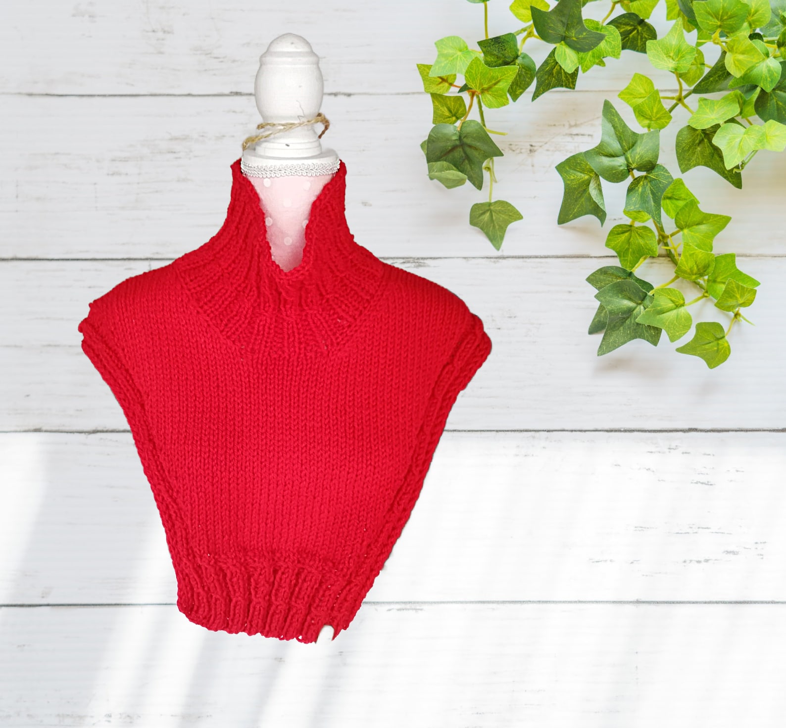 Hand Knit Red Dickie, 7th Anniversary Gift for Wife, Alpaca and Wool ...