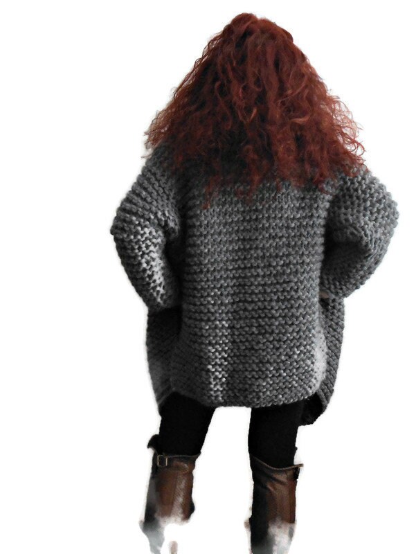 Chunky Knit Cardigan Oversize, Handmade in Bulky Yarn. Custom Wool Coat ...
