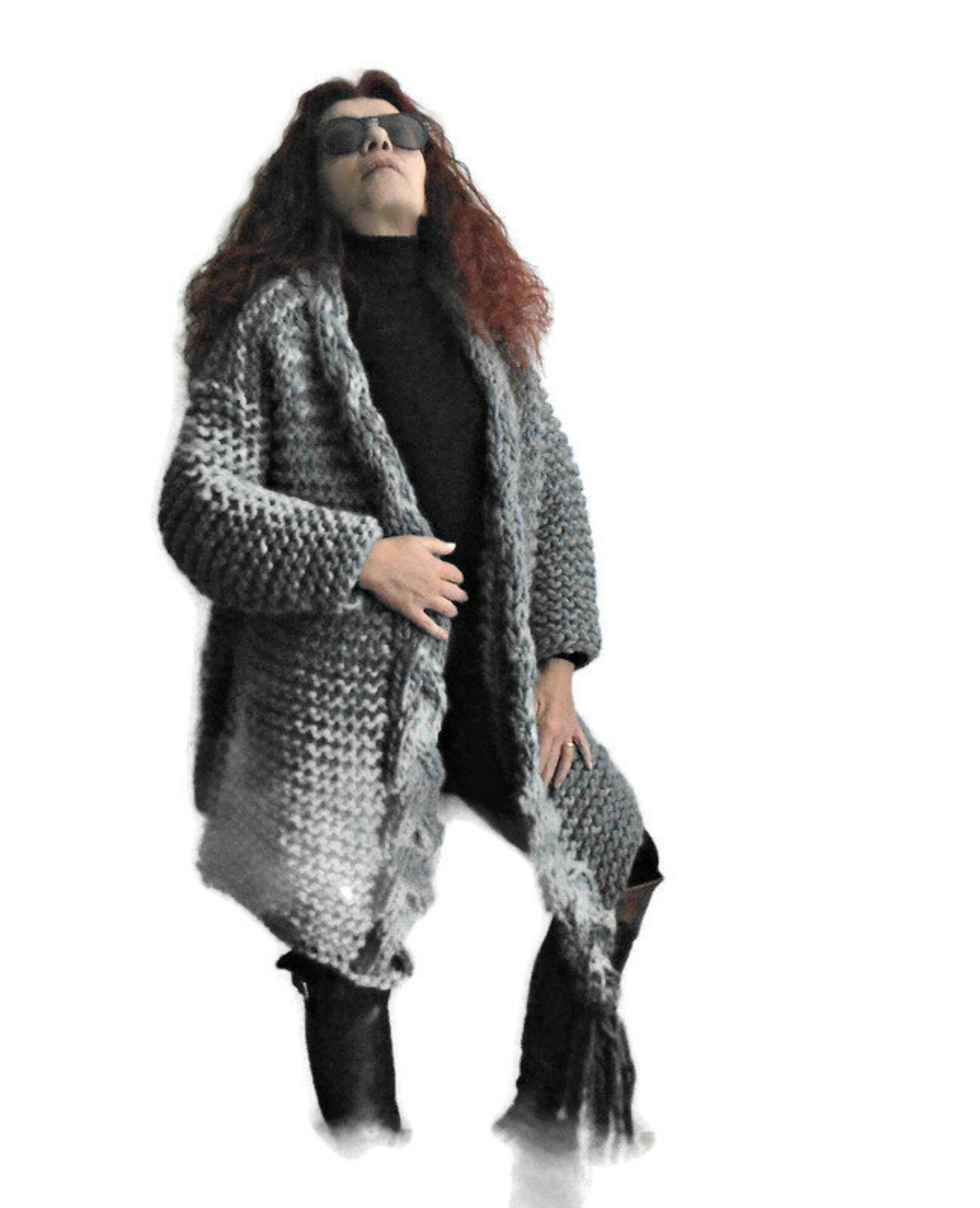 Chunky Knit Cardigan Oversize, Handmade in Bulky Yarn. Custom Wool Coat ...