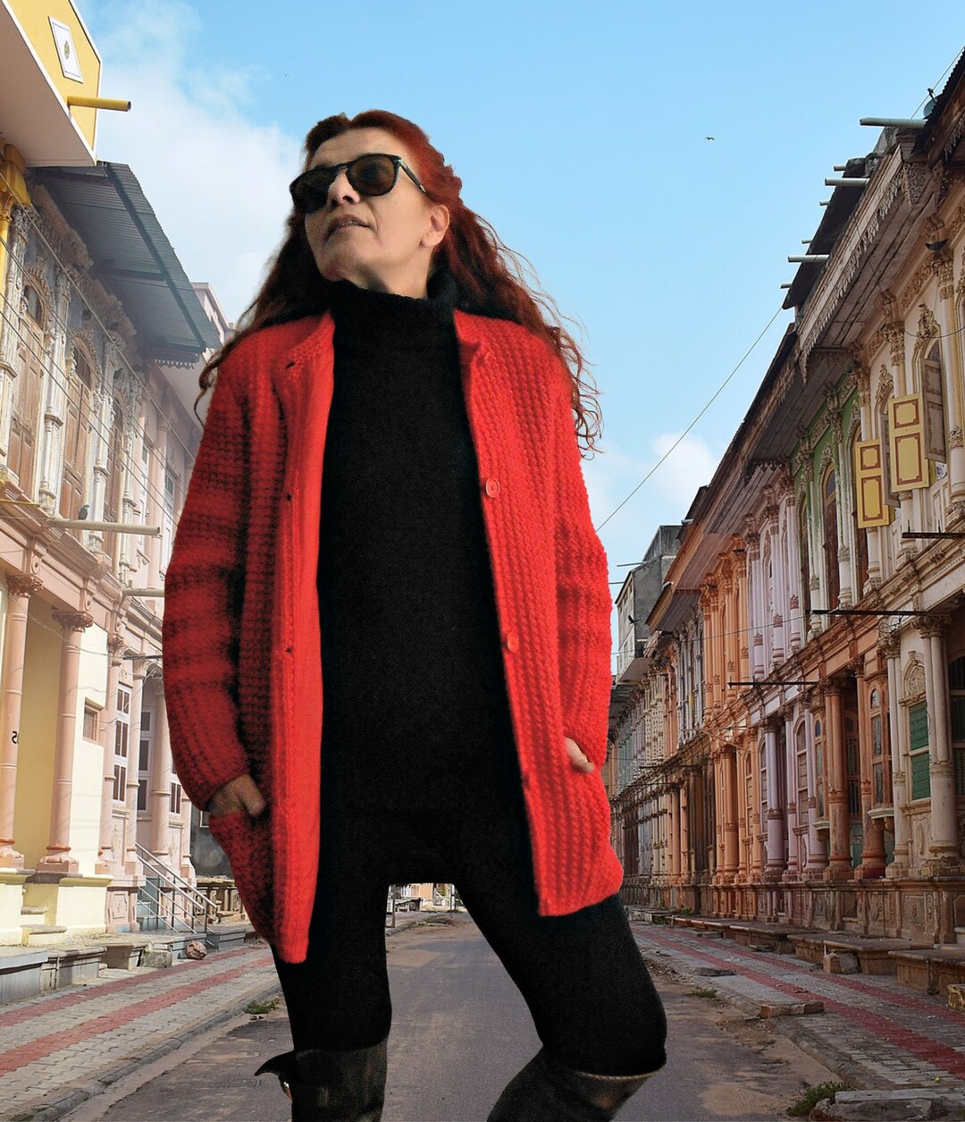 Red Knit Coat Ready to Ship, Wool Knit Long Cardigan, Luxury Knitwear ...