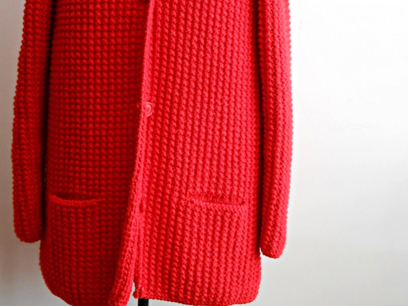 Red Knit Coat Ready to Ship, Wool Knit Long Cardigan, Luxury Knitwear ...