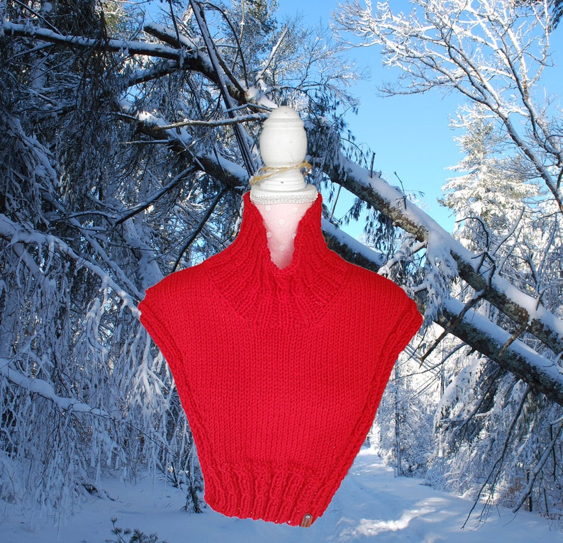 Hand Knit Red Dickie, 7th Anniversary Gift for Wife, Alpaca and Wool ...