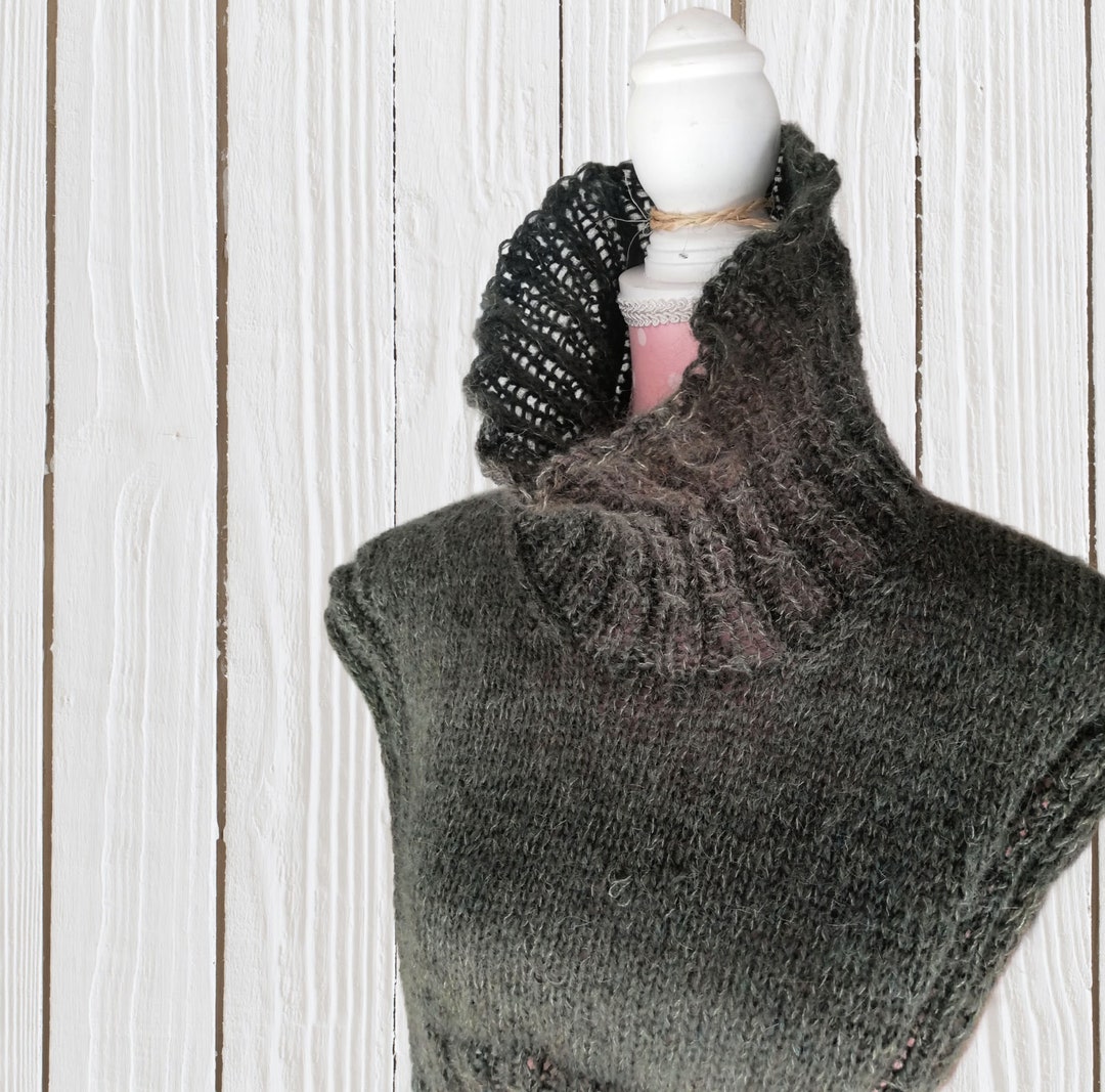 Hand Knit Dickie, 7th Anniversary Gift for Wife, Alpaca Mohair Silk ...