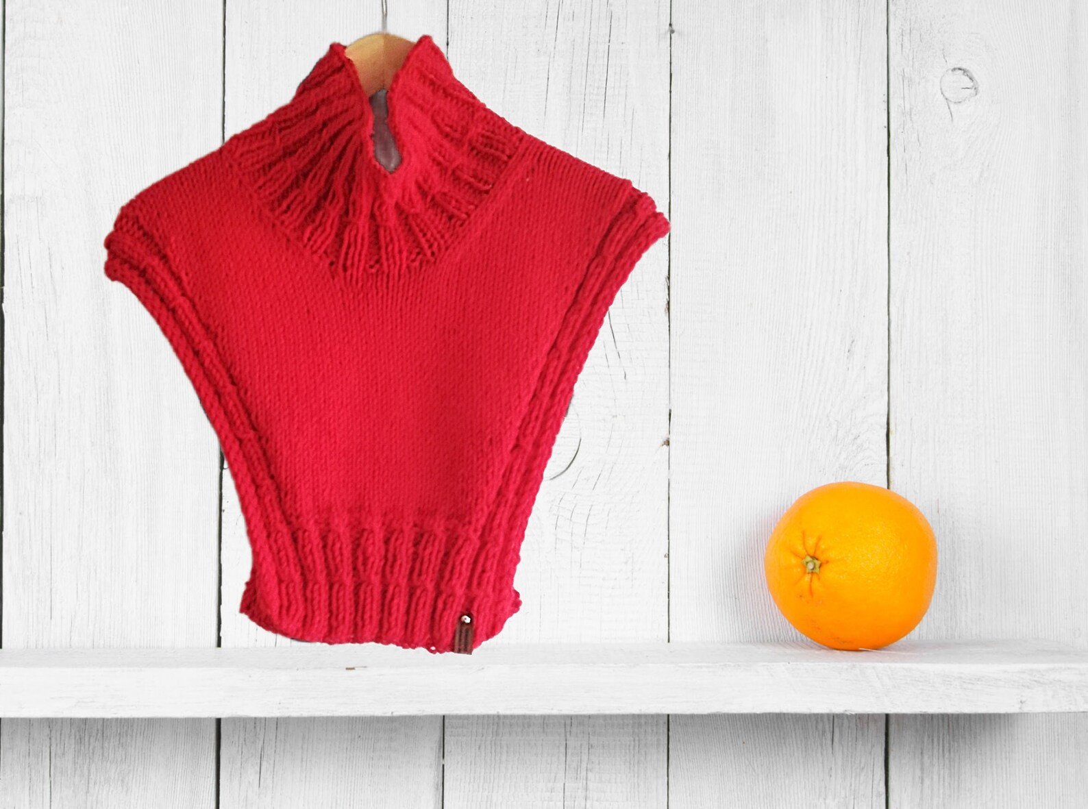Hand Knit Red Dickie, 7th Anniversary Gift for Wife, Alpaca and Wool ...