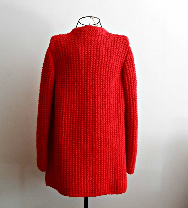 Red Knit Coat Ready to Ship, Wool Knit Long Cardigan, Luxury Knitwear ...