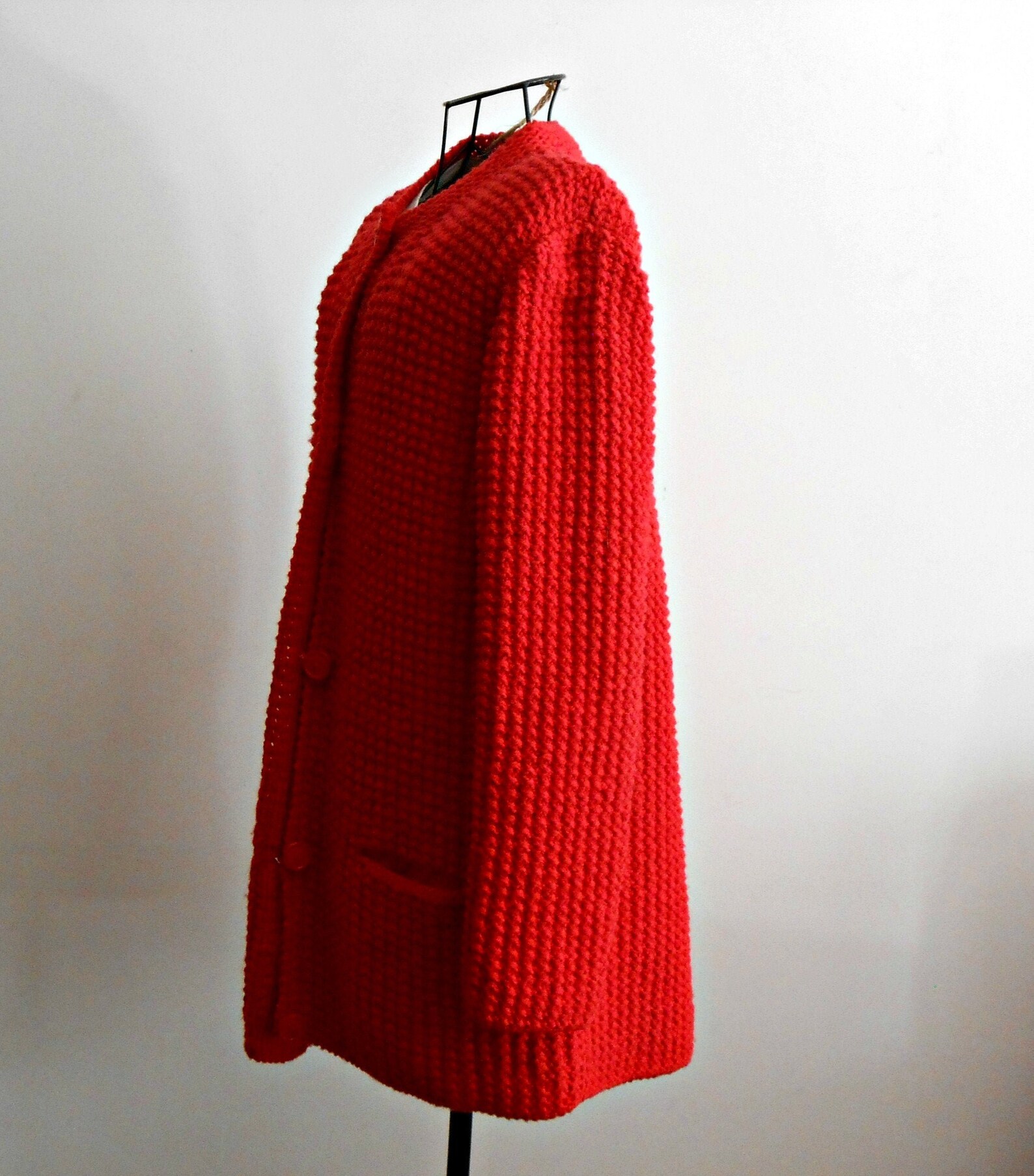 Red Knit Coat Ready to Ship, Wool Knit Long Cardigan, Luxury Knitwear ...